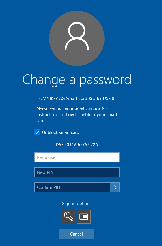 Unlock a Smart Card using the Microsoft Windows Interface