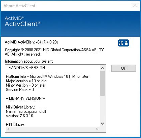 View ActivID ActivClient System Information