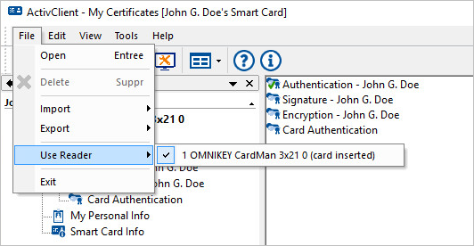 Select a Smart Card Reader
