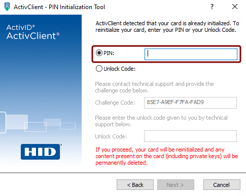 Initializing a Smart Card With the PIN Initialization Tool