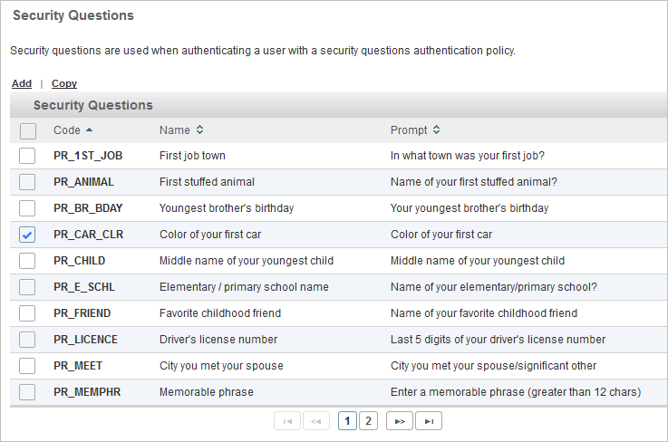 Configure Security Questions | ActivID Appliance | HID Global