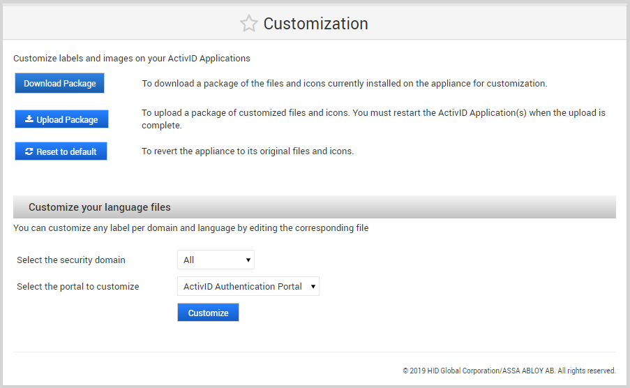 Manage the ActivID Appliance Customization Files | ActivID Appliance ...