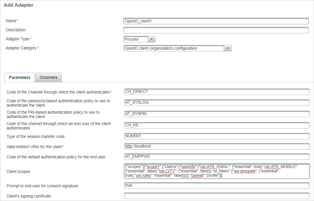 Configuring Custom Scopes for a Client | ActivID Appliance | HID Global
