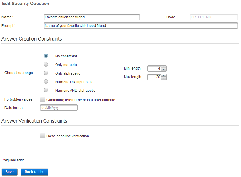 Configure Security Questions | ActivID Appliance | HID Global