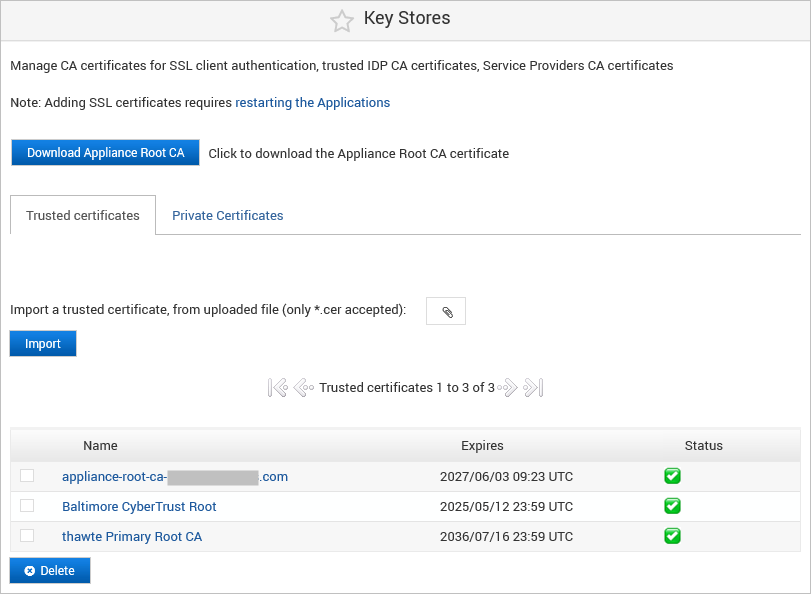 Manage the Keystores and Certificates | ActivID Appliance | HID Global