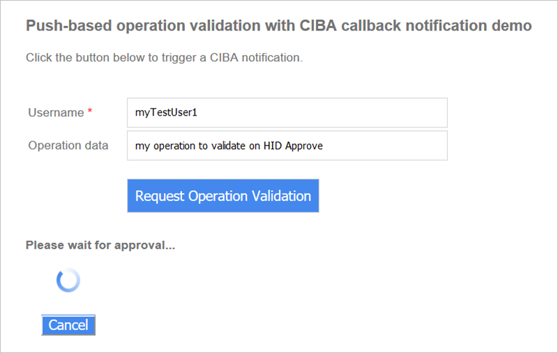 CIBA Demo Portal Sample | ActivID Appliance | HID Global