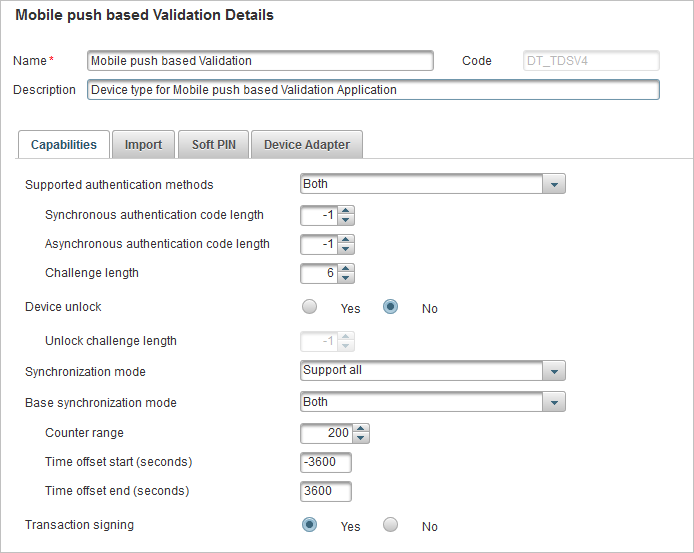 Configure the Push-Based Validation Device Type | ActivID Appliance ...