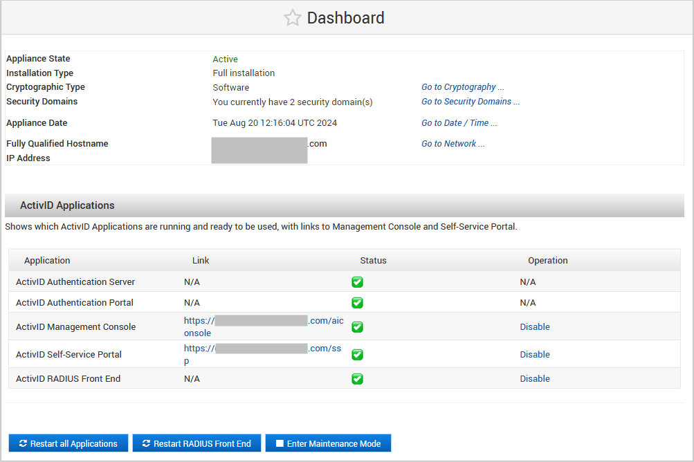 Viewing the Appliance Status | ActivID Appliance | HID Global