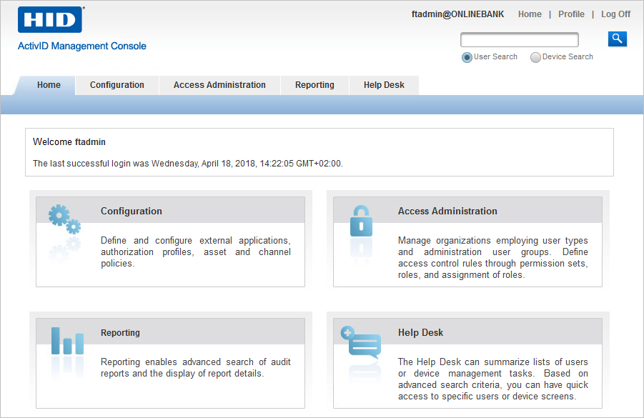 About the ActivID Management Console | ActivID AS | HID Global