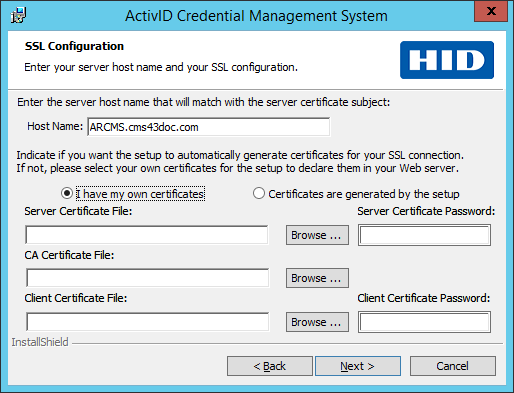 Install ActivID CMS and Its Databases | ActivID CMS | HID Global