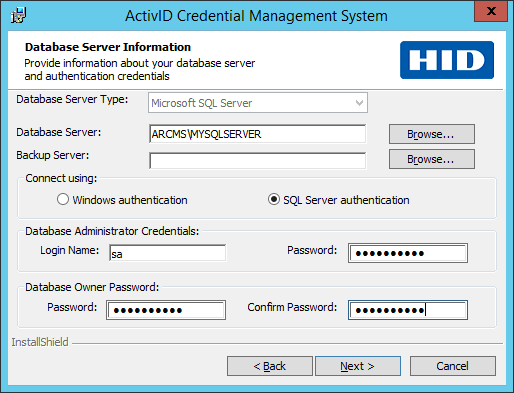 Install ActivID CMS and Its Databases | ActivID CMS | HID Global