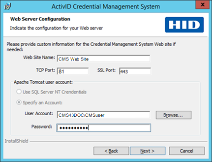 Install ActivID CMS and Its Databases | ActivID CMS | HID Global