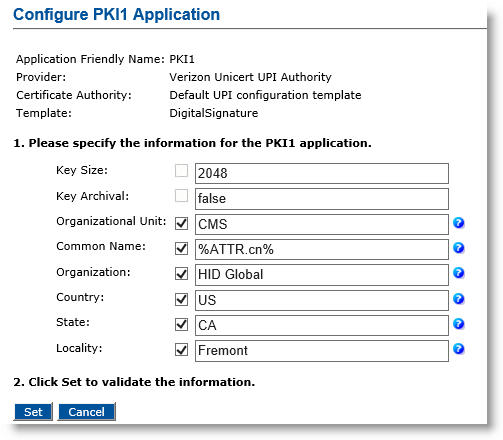 Configuring a PKI Application Using a Verizon UniCERT CA with UPI ...