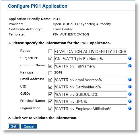 Configuring a PKI Application Using an OpenTrust eID CA | ActivID CMS ...