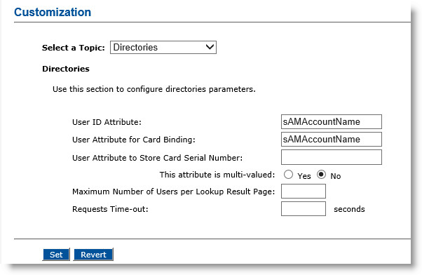 Setting Parameters for Directories | ActivID CMS | HID Global
