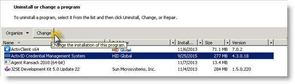 Uninstalling ActivID CMS | ActivID CMS | HID Global