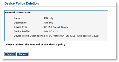 Deleting a Device Policy | ActivID CMS | HID Global