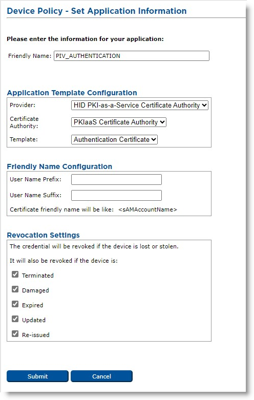 Creating the Device Policy for HID PKI-as-a-Service Certificates ...