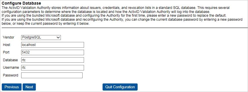 Configuring the Database