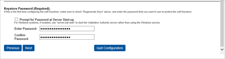 Configuring the Keystore