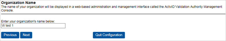 Start Validation Authority Configuration