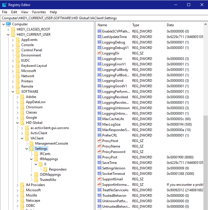 Registry keys and Values