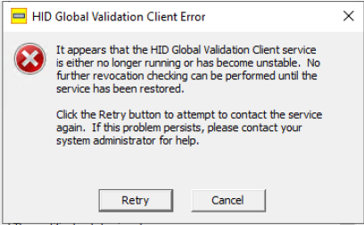 Validation Client Service Problem Troubleshooting