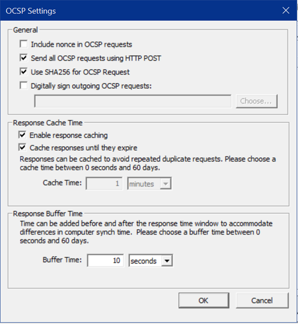 Configure OCSP Response Caching and Buffering Parameters