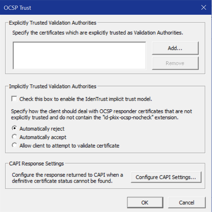 Configure OCSP Response Acceptance