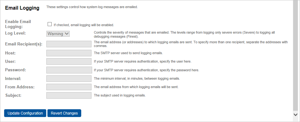 Procedure 8: Configure File Logging and Email Logging