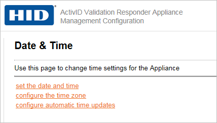 Set Validation Responder Appliance Date and Time