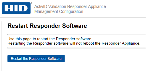 Restart the Responder Appliance Software