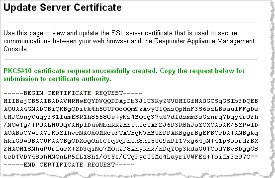 Update / Create Server Certificate (Generate Request)