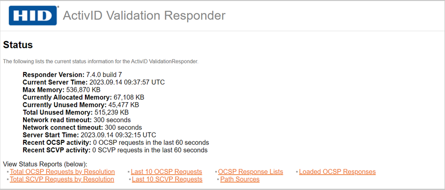View Responder Status Page