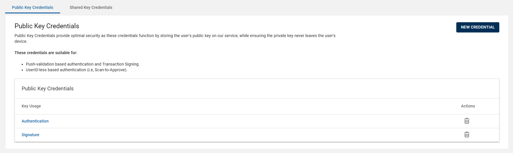 Creating a New Credential