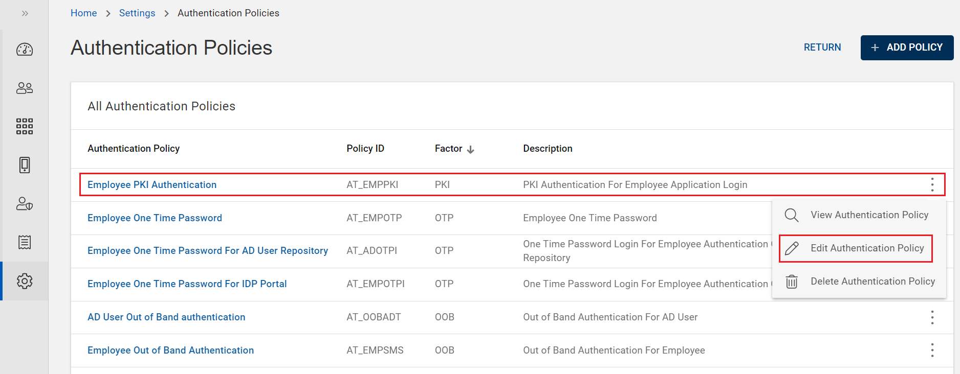 Configuring PKI Authentication Policies