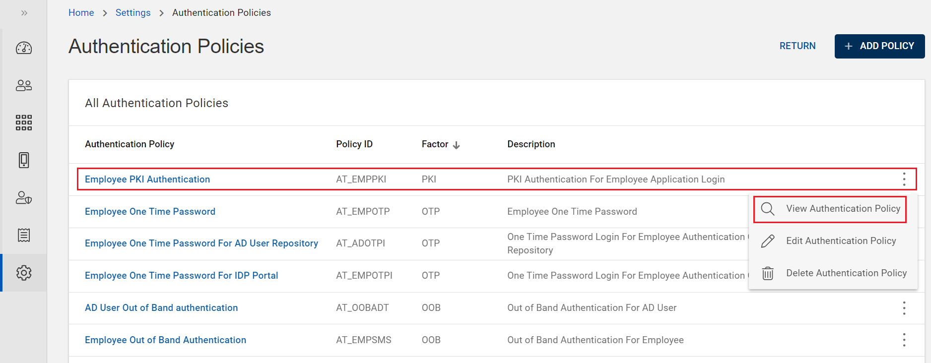 Configuring PKI Authentication Policies