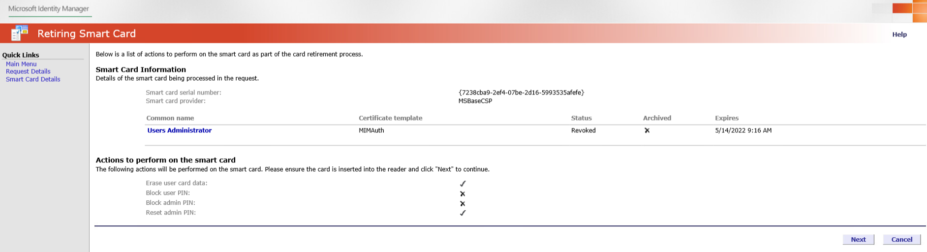 Resetting the Smart Card Using Microsoft Identity Manager (MIM)