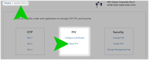 Reset the Crescendo PIV Configuration | HID Crescendo Management Tool ...