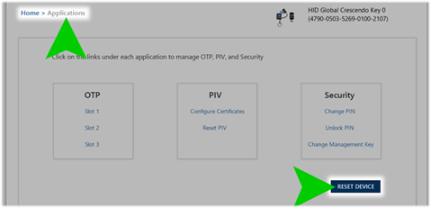 Resetting your Device | HID Crescendo Management Tool | HID Global