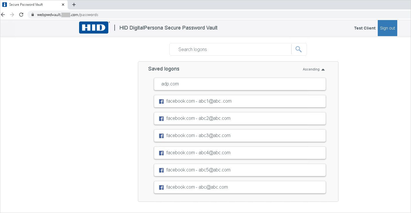 Using the Secure Password Vault | DigitalPersona AD | HID Global