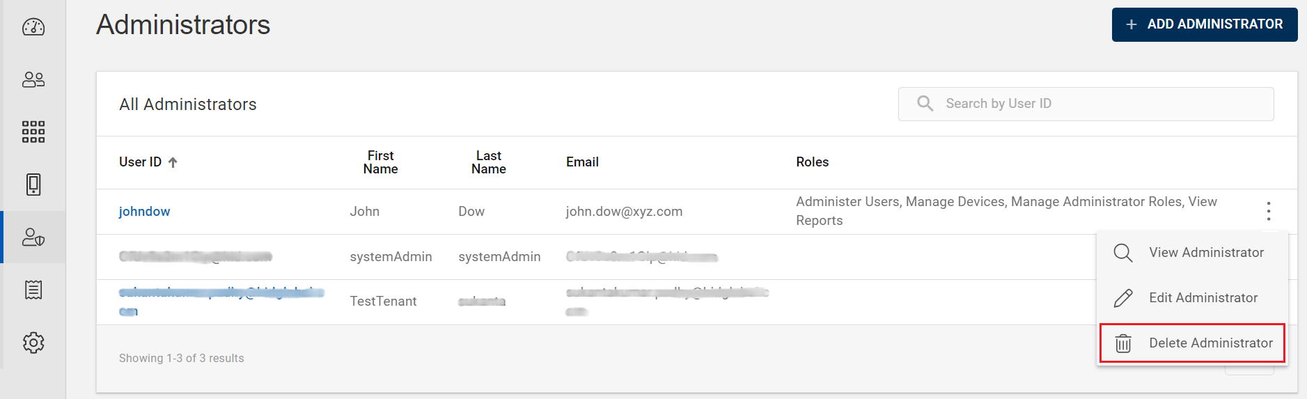 Managing Administrators