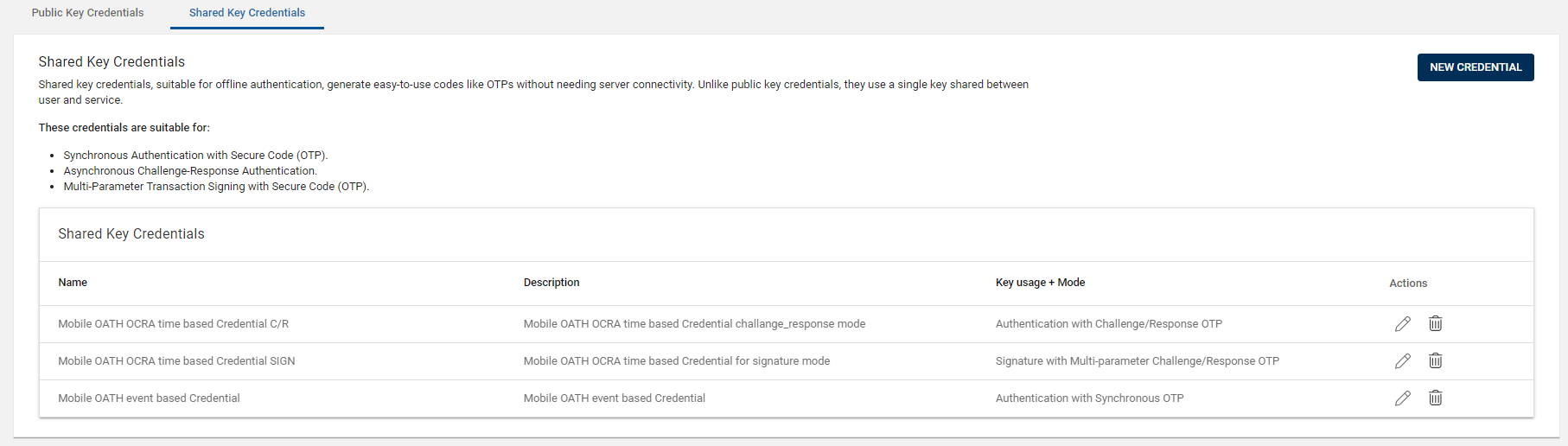 Creating a New Credential
