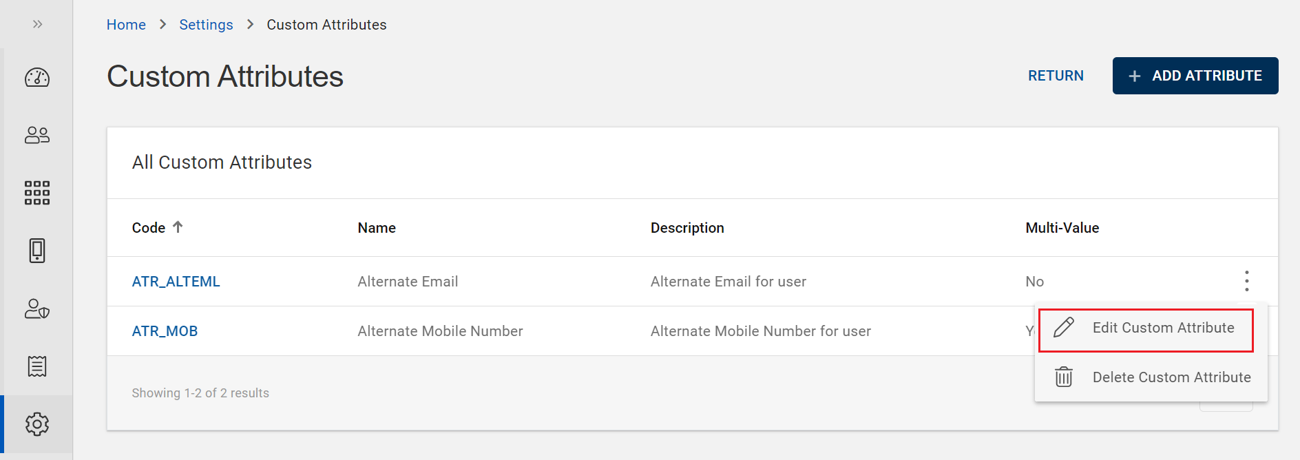 Configuring Custom Attributes