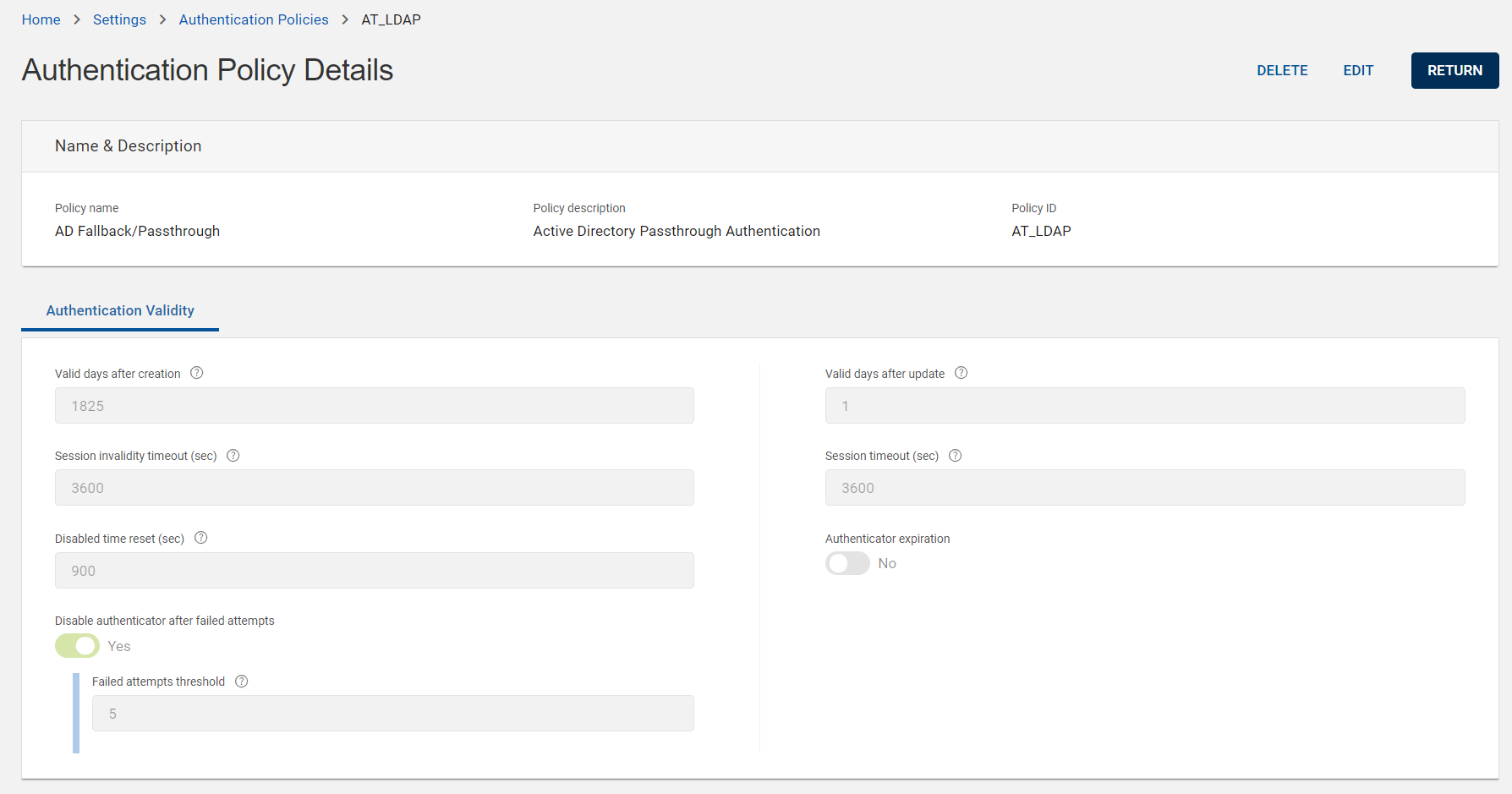 Configuring LDAP, OOB and JWT Authentication Policies