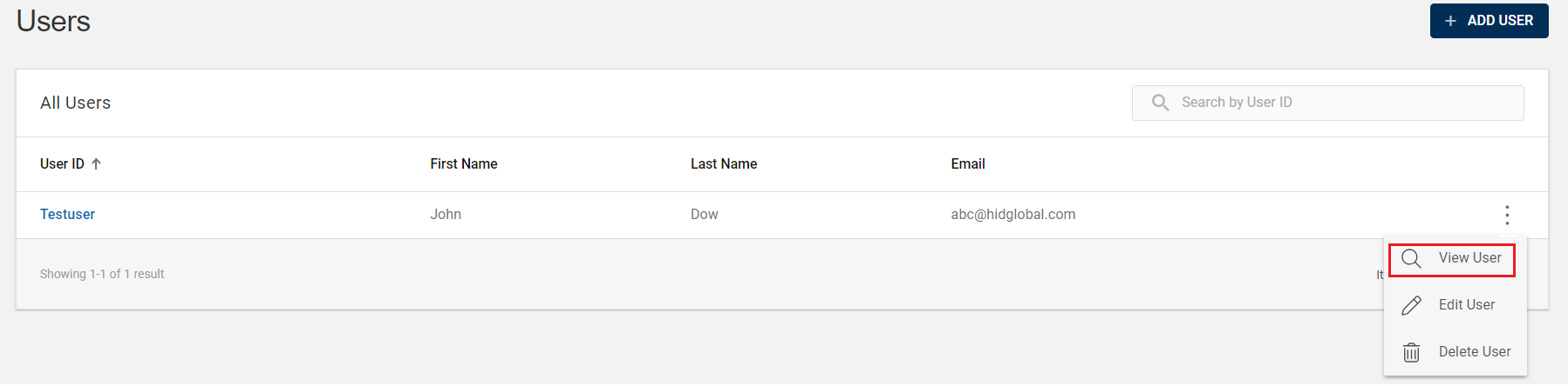 Viewing User Account