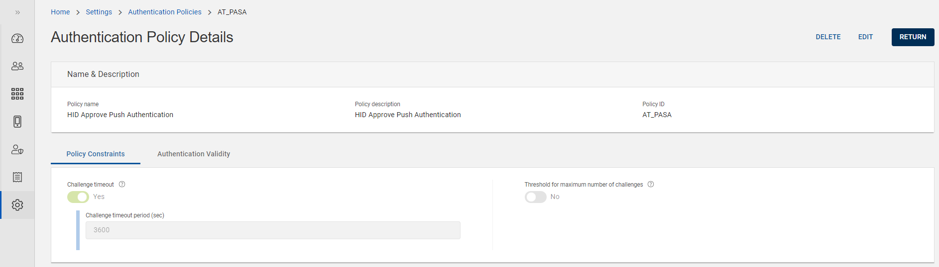 Configuring Push Authentication Policies